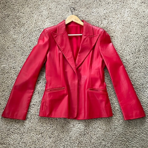 alta moda firenze | Jackets & Coats | Alta Mode Firenze Red Leather ...